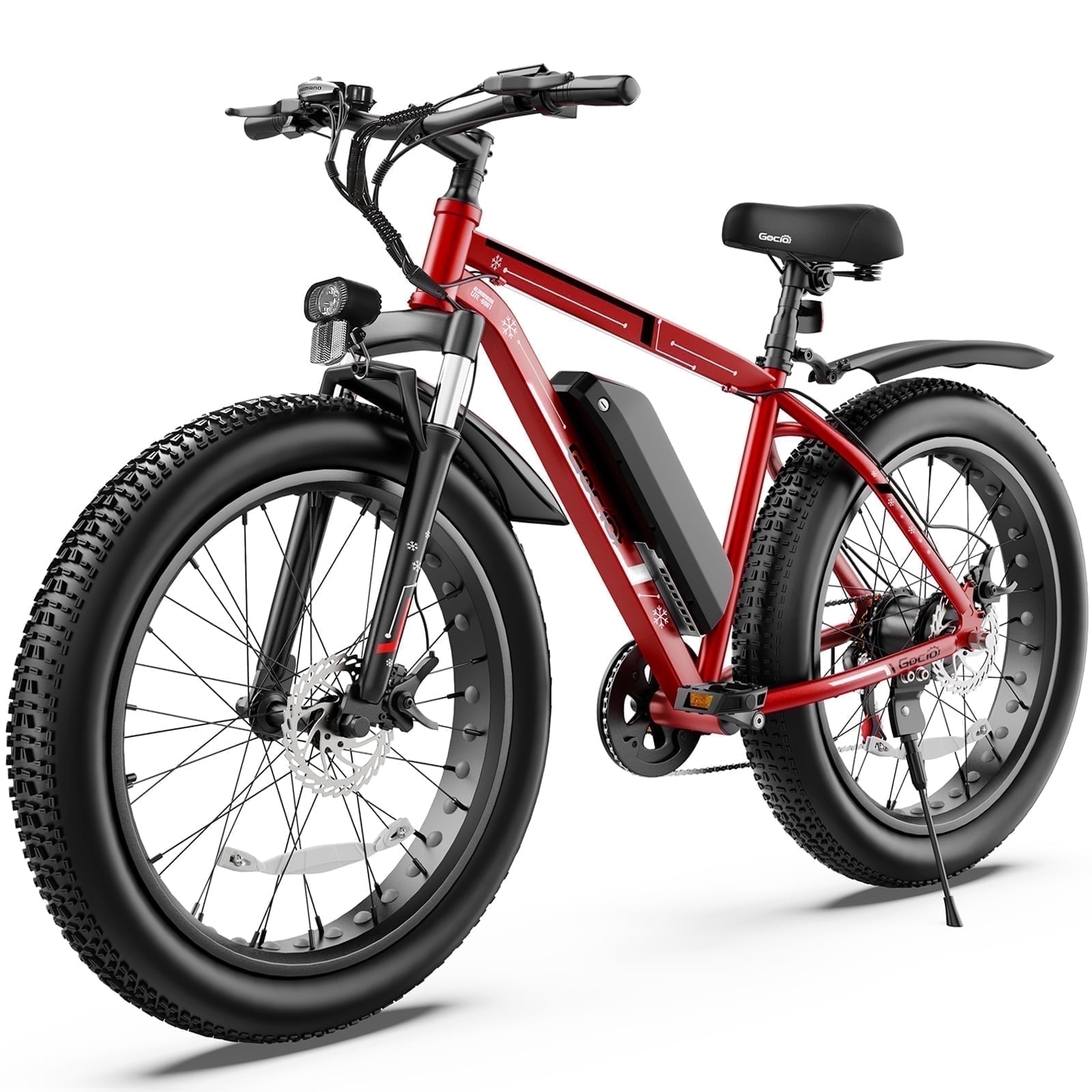 Gocio 500W 26" Electric Snow Bike, 4" Fat Tire Electric Mountain Bike with 48V 13Ah Battery ...