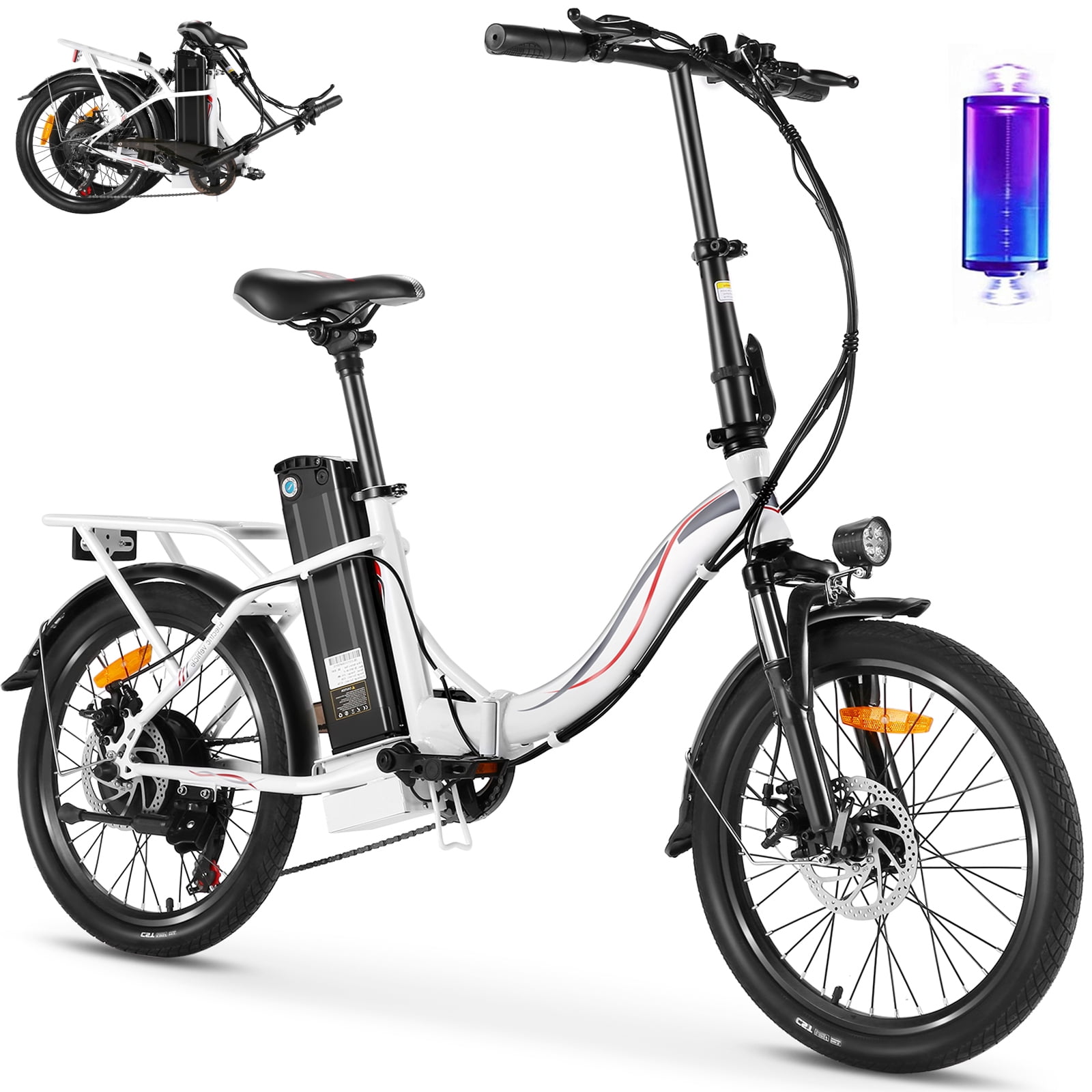 Gocio 500W Electric Bike, 20" Folding Electric Bicycle for Adults, Max 19.8mph City Cruiser ...