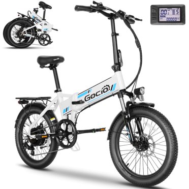 Gocio 26 in. Electric Bike for Adults, 500W Folding Electric Mountain Bicycle Max 22Mph, Full ...