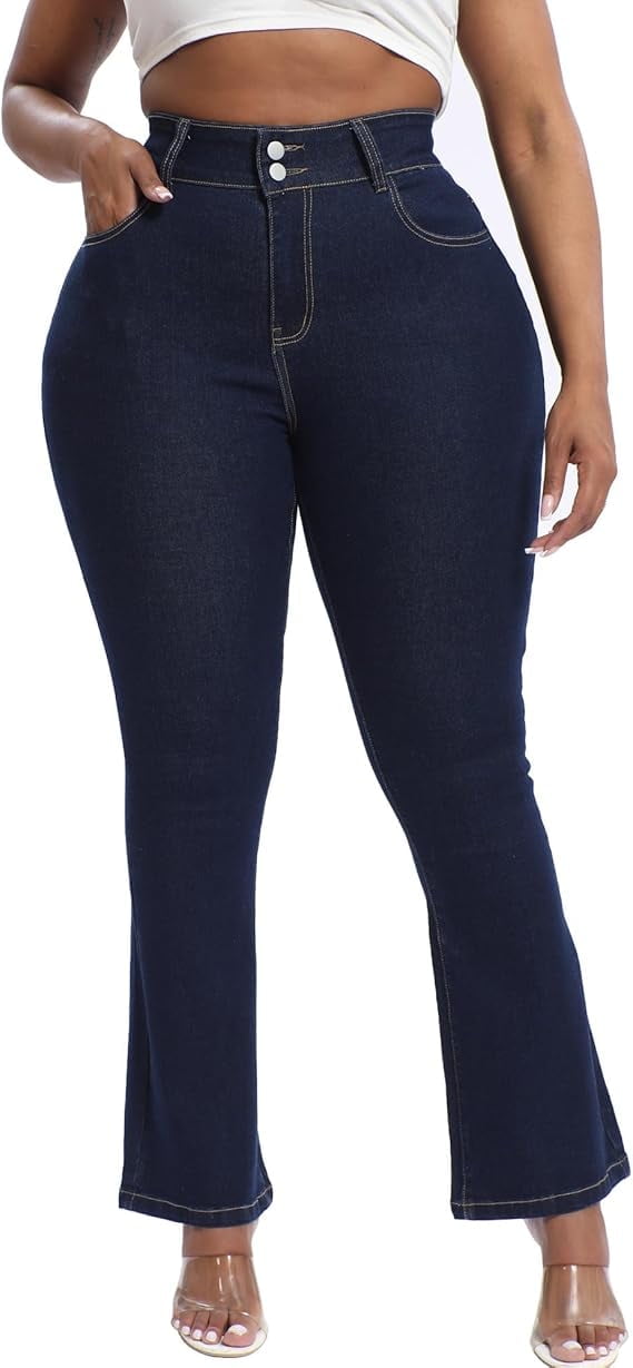 Gocolloa Plus Size Jeans Bootcut Stretchy for Women High Waisted Modern ...
