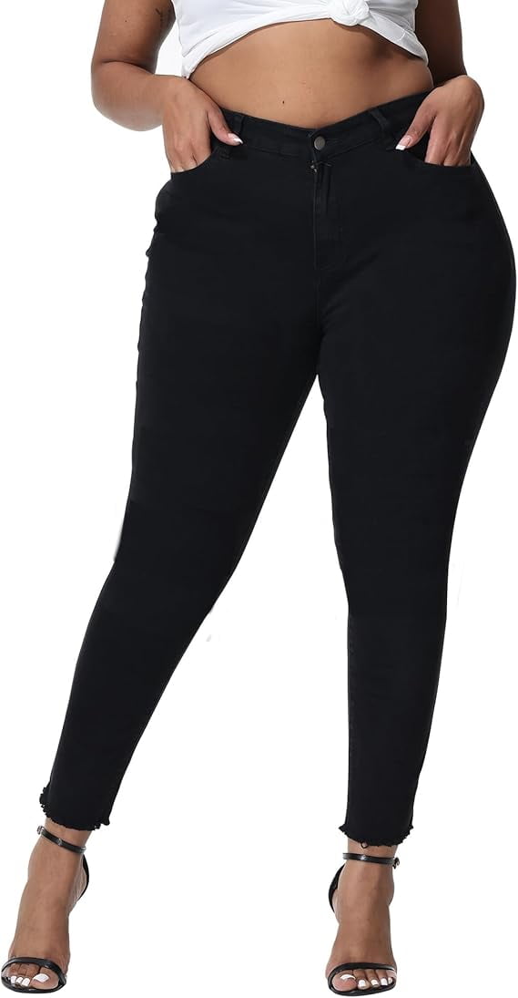 Gocolloa Womens Plus Size Skinny Jeans High Waisted Stretchy Classic ...