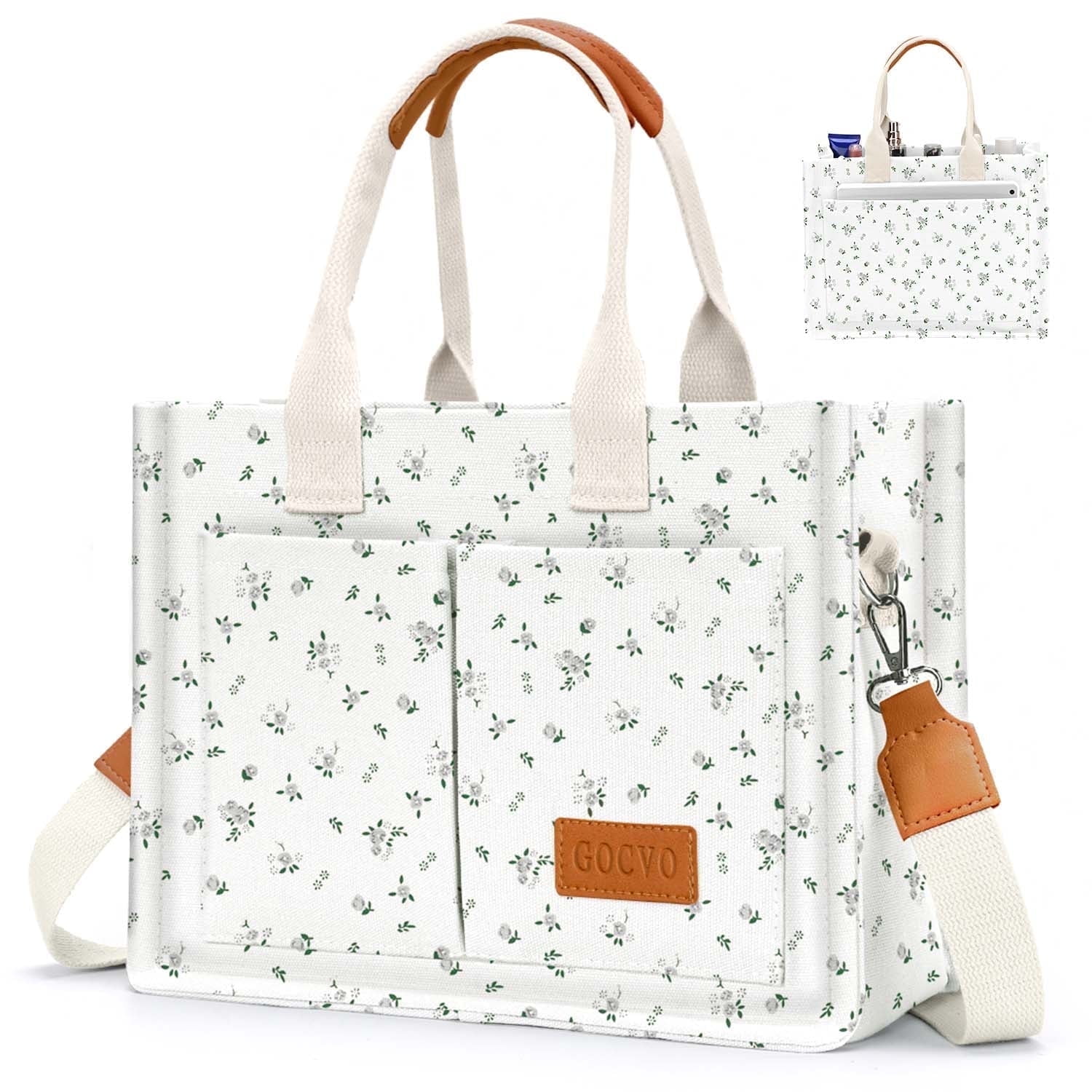 Gocvo Canvas Tote Bag for Women, Large Multi-Pocket Handbags for Woman ...