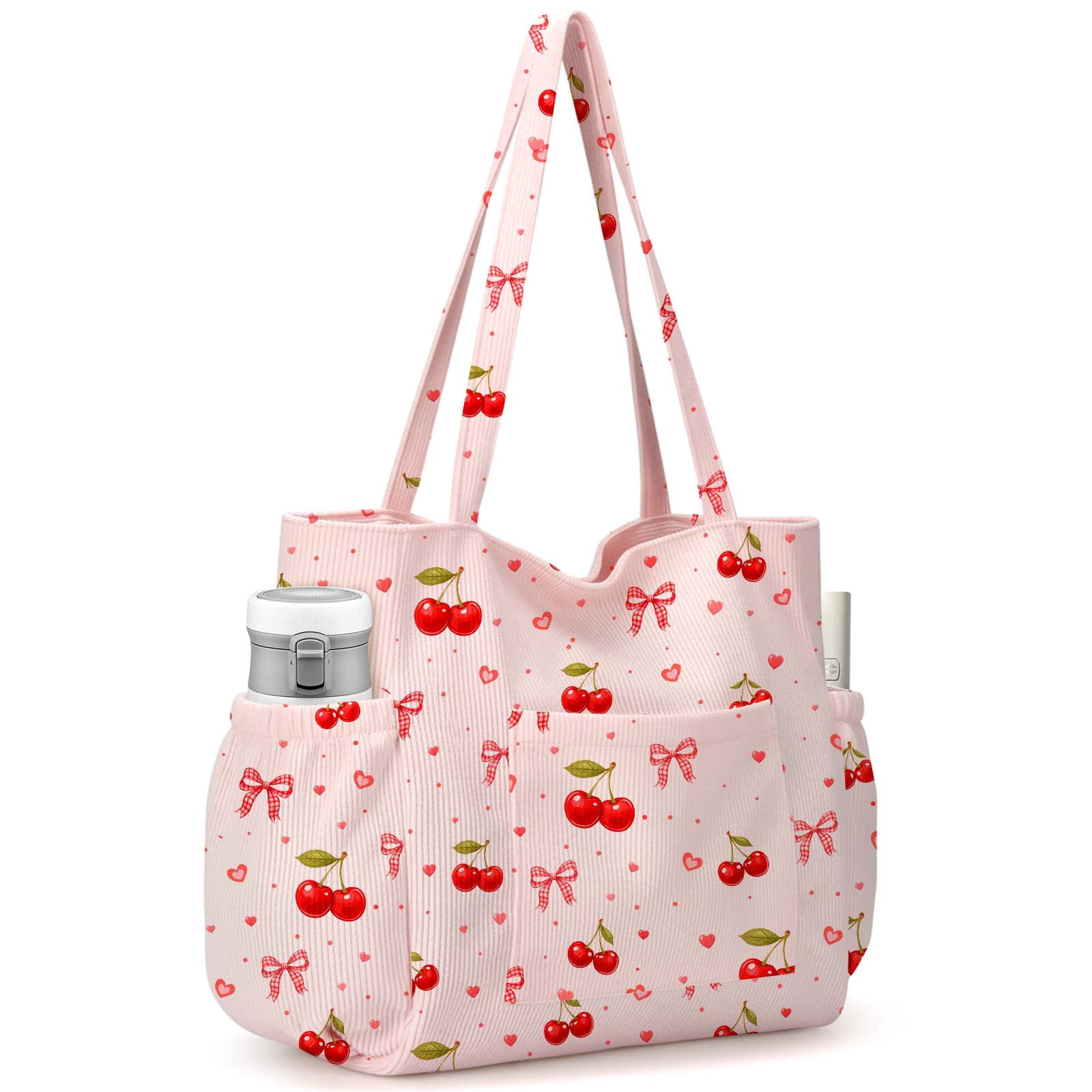 Gocvo Multiple Pockets Corduroy Bag, Large Tote Bag for Women, Ladies ...