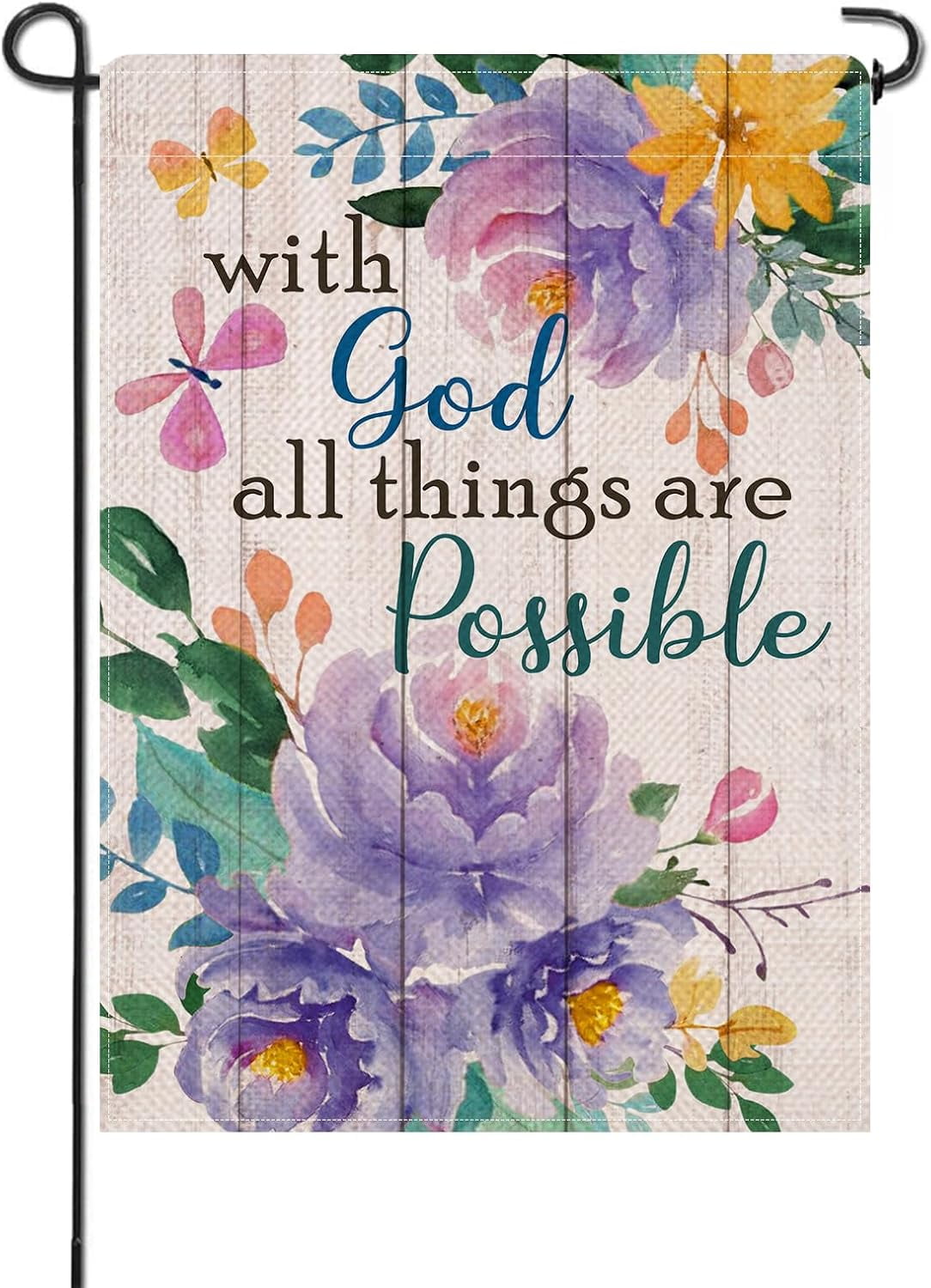 with God All Things are Possible Christian Small Decorative Garden Flag ...
