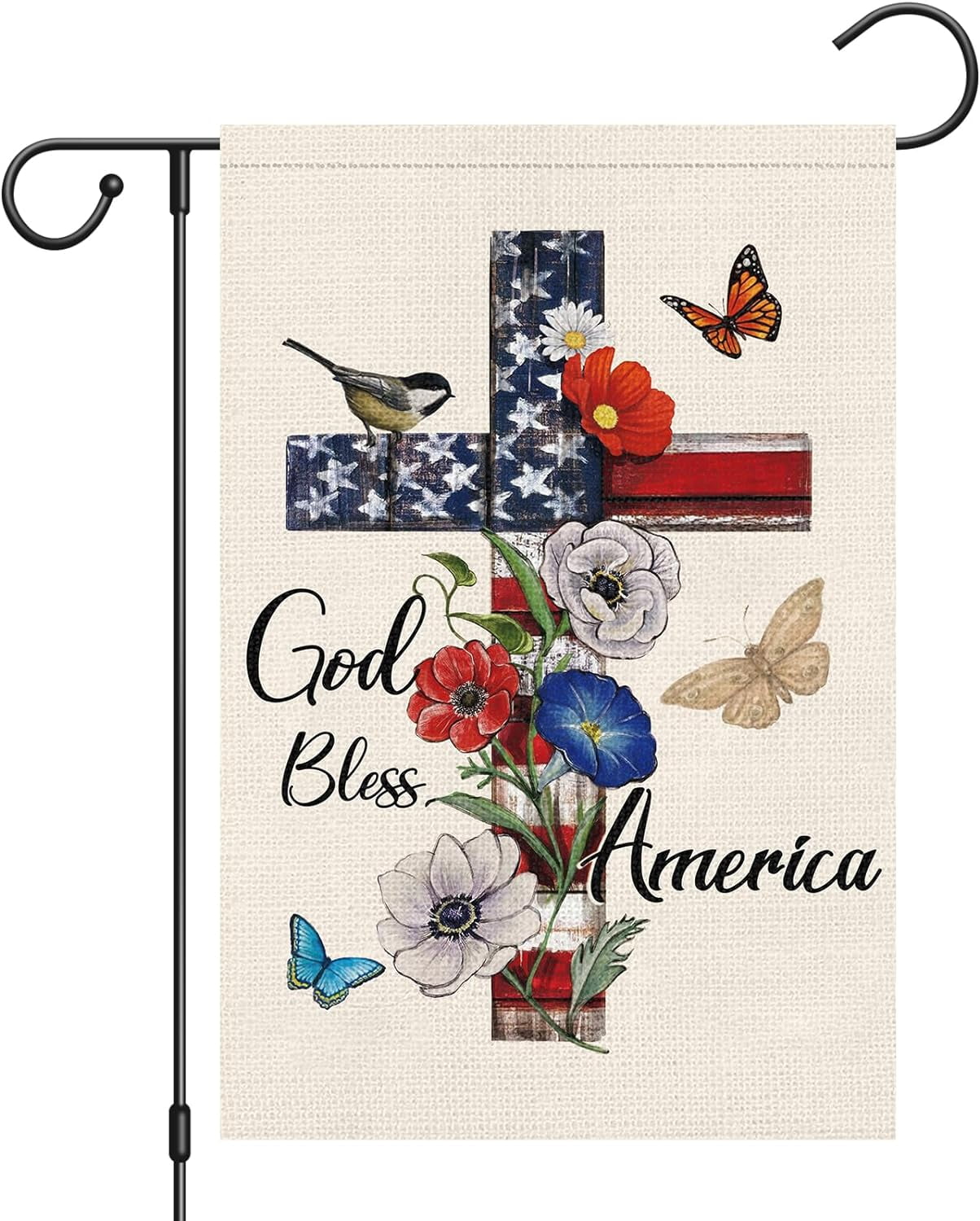 God Bless America 4th of July Garden Flag 28x40 inch Double Sided, Patriotic Memorial Day ...