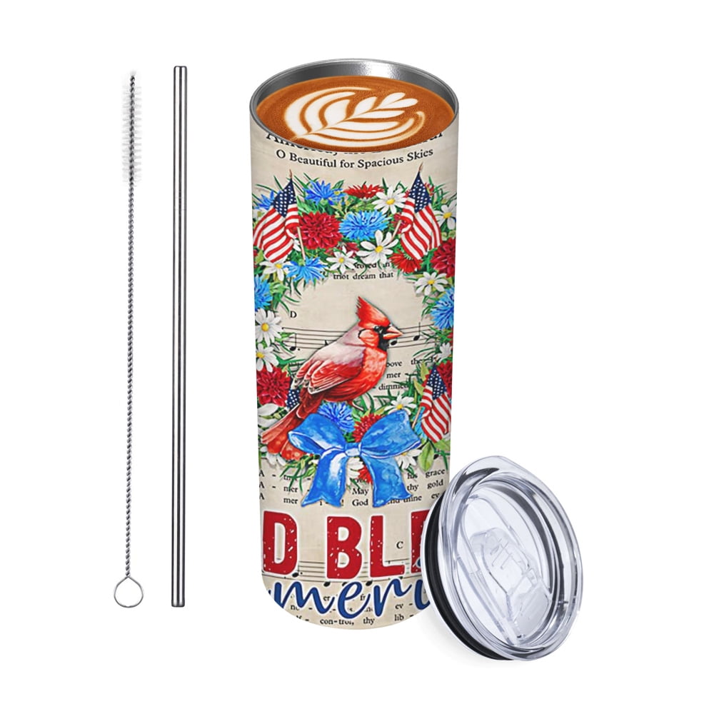 God Bless America 4th Of July Happy Independence Day 20oz Coffee Mug Cup,Stainless Steel Thermos ...