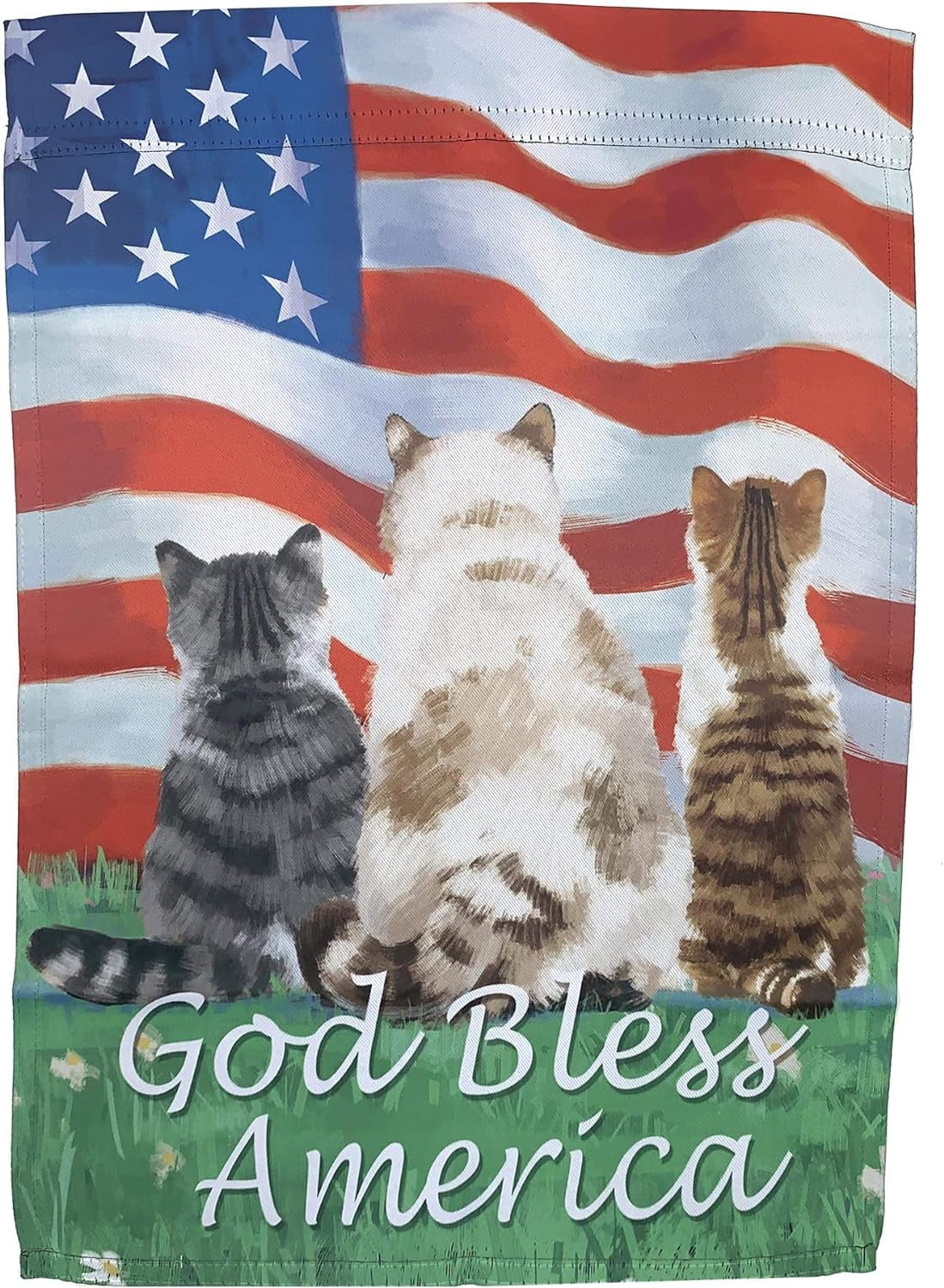 God Bless America Cats Garden Flag, Red, White, Blue, Stars, USA ...