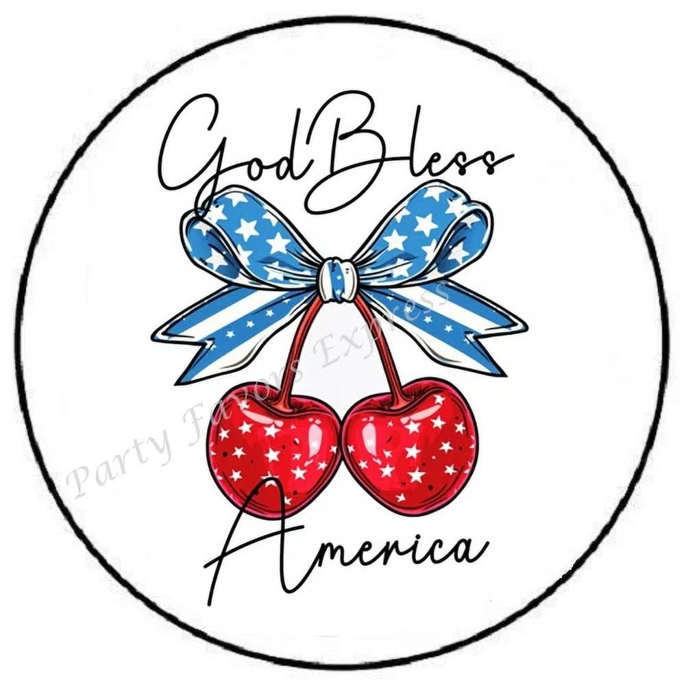 God Bless America Cherries Patriotic Stickers Party Favors Phone Decal ...