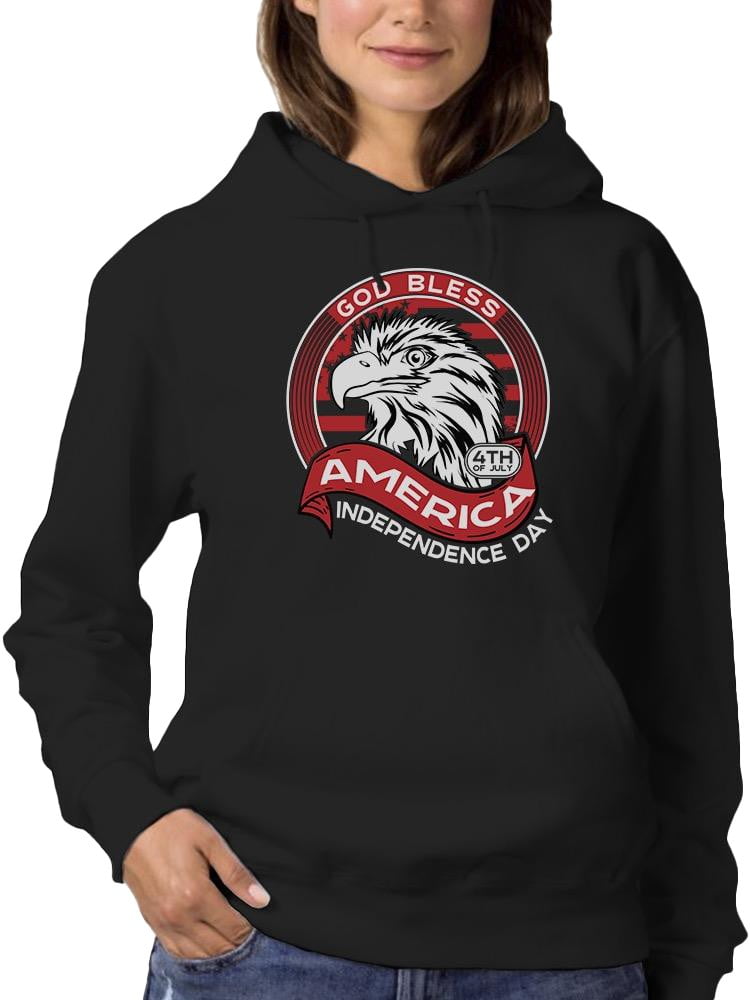 God Bless America Eagle Hoodie Women -Image by Shutterstock, Female Small - Walmart.com