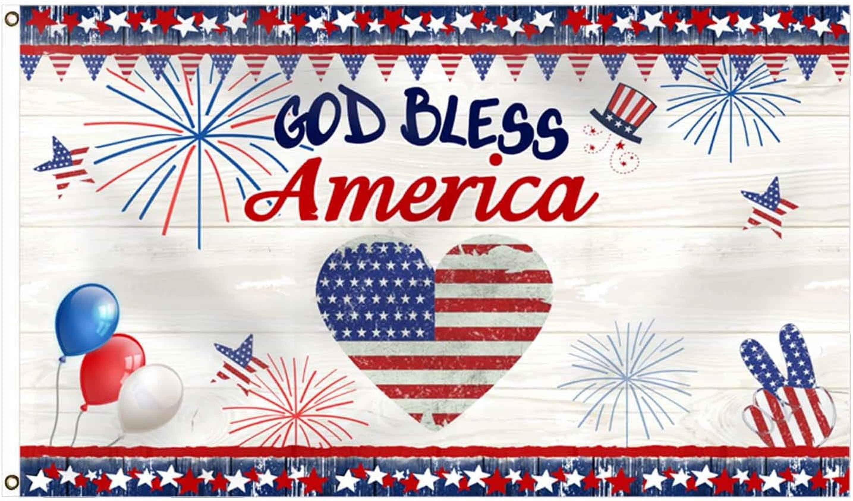 God Bless America Flag Banner,4th of July Patriotic flag US Banner ...