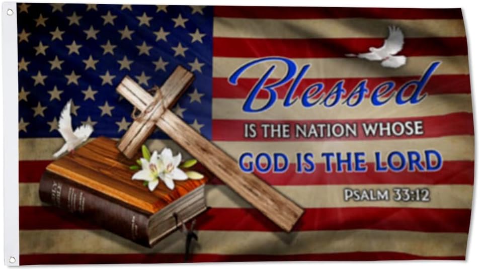 God Bless America Flag God Is The Lord Cross Christian Jesus flags 3X5 ...