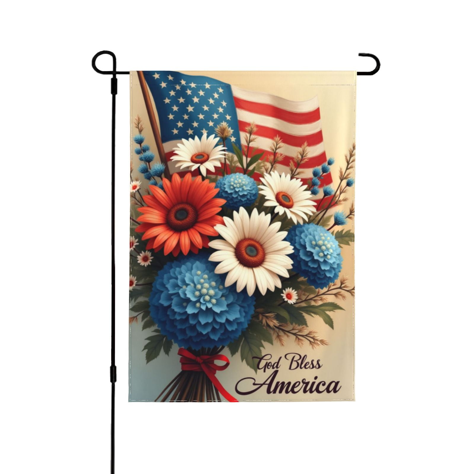 God Bless America Floral Garden Flag 12.5x18 Inch Double Sided For ...