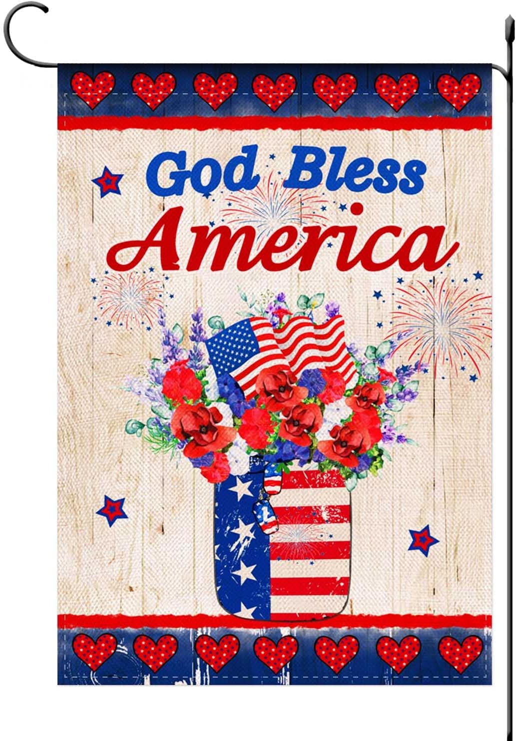 God Bless America Flowers Patriotic Garden flag,Welcome Memorial Day ...