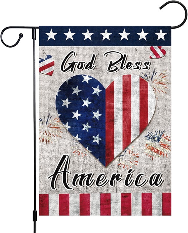 God Bless America Garden Flag Memorial Day Patriotic Garden Flags 12x18 ...