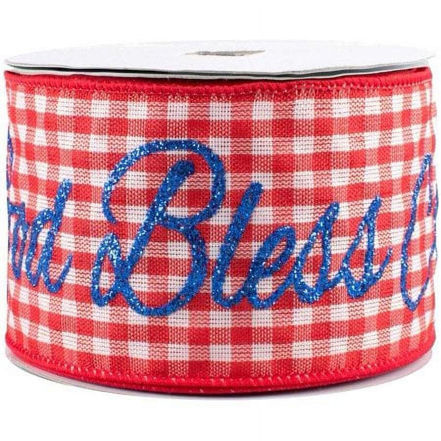 God Bless America Gingham Ribbon - 2 1/2" x 10 Yards, Wired Edges, Red ...
