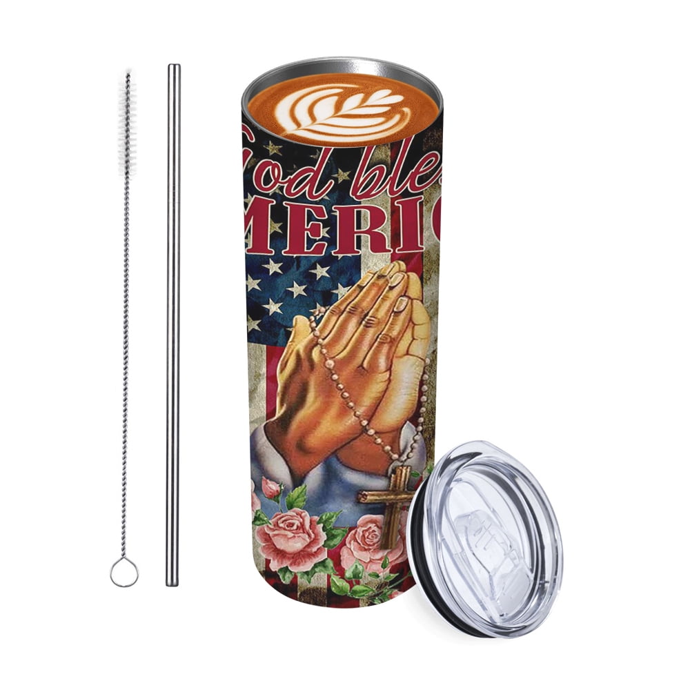 God Bless America Jesus Christian Prayer 20oz Coffee Mug Cup,Stainless ...