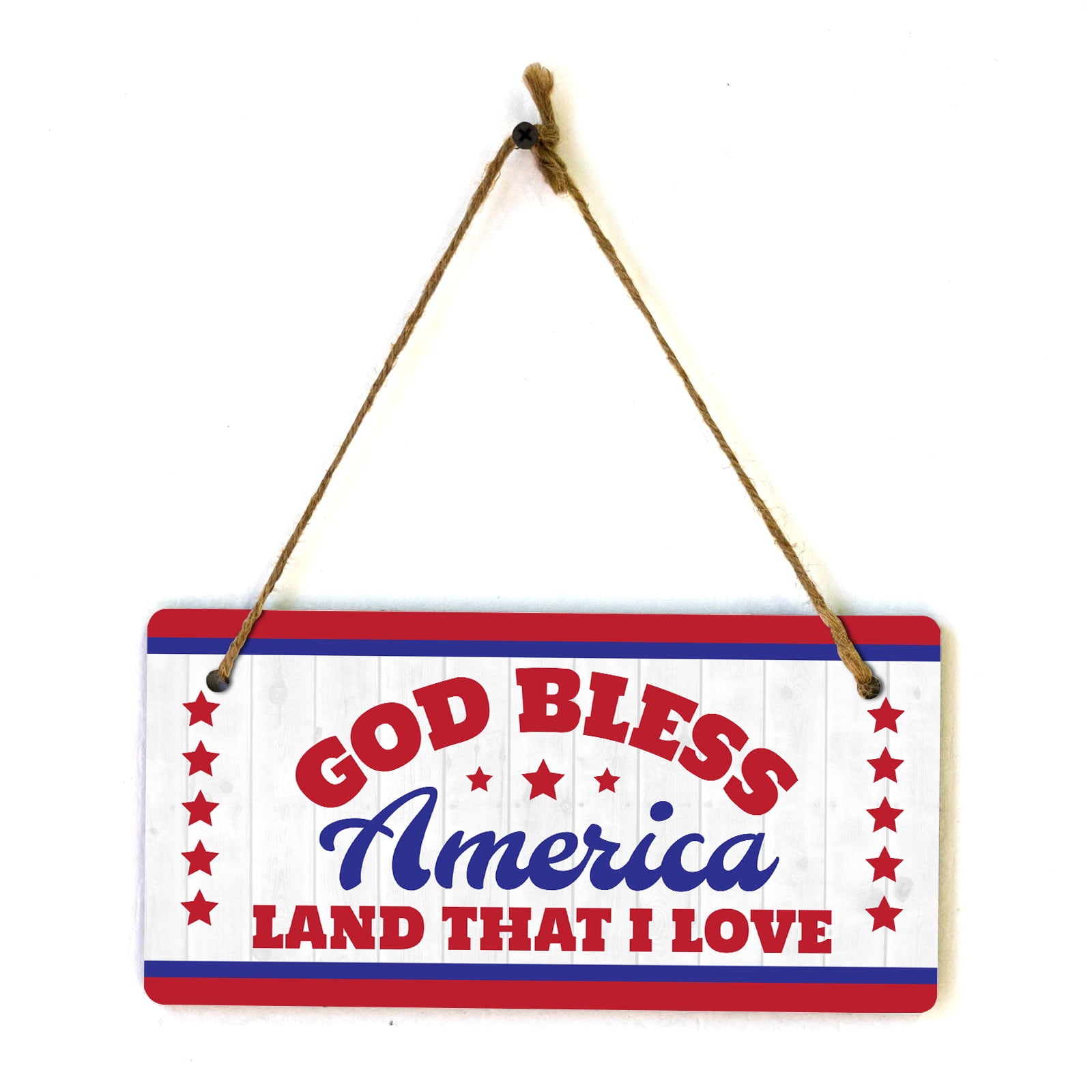 God Bless America Land That I Love 5x10 Hanging Plus Wall or Door Sign ...