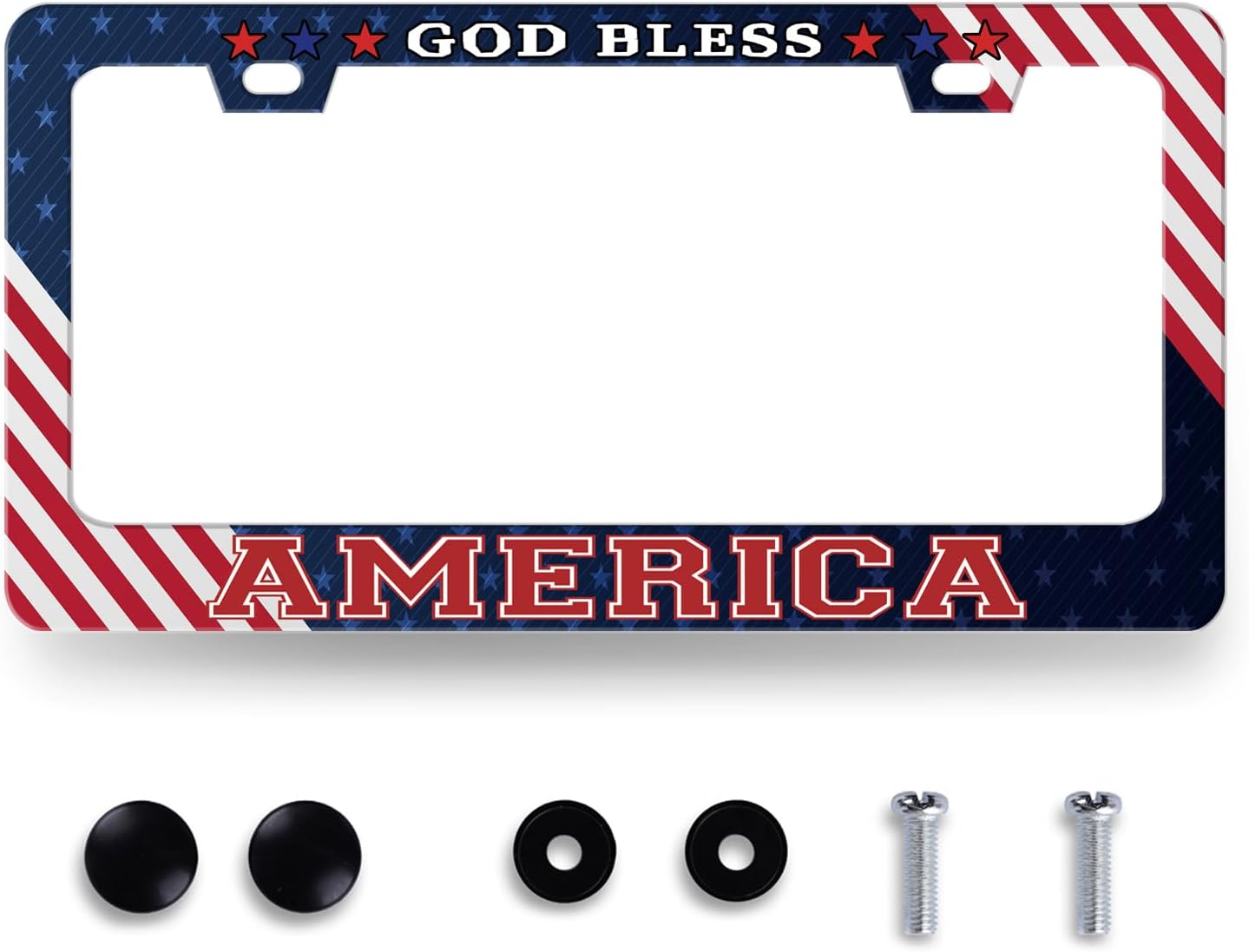 God Bless America License Plate Frame American Flag Christian Patriotic ...