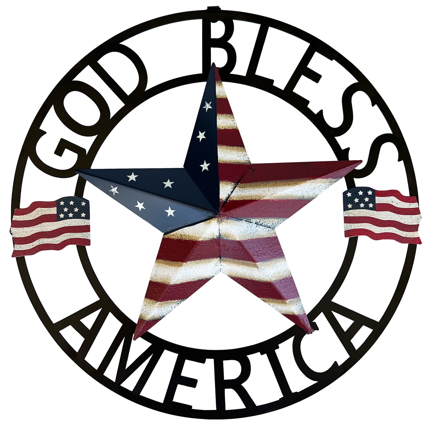 YUMBOR God Bless America Metal Star Hanging Welcome Sign, 13'' Patriot ...