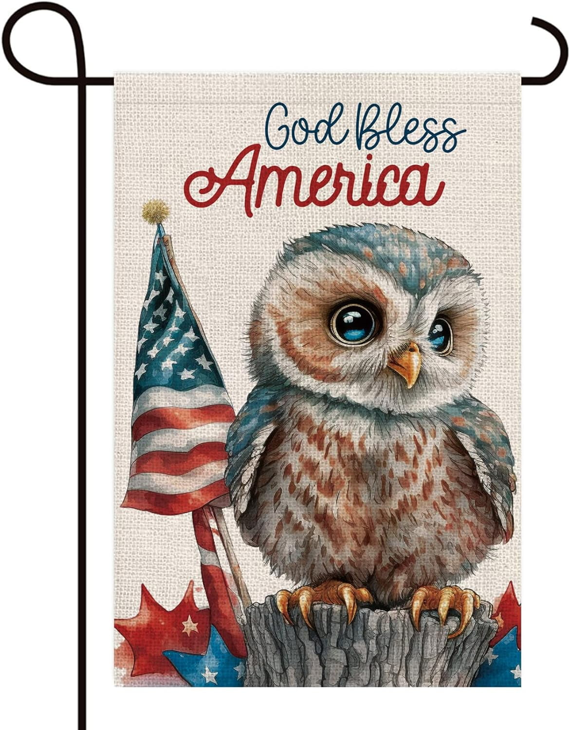 God Bless America Patriotic Owl Decoration Memorial Day Double Sided ...