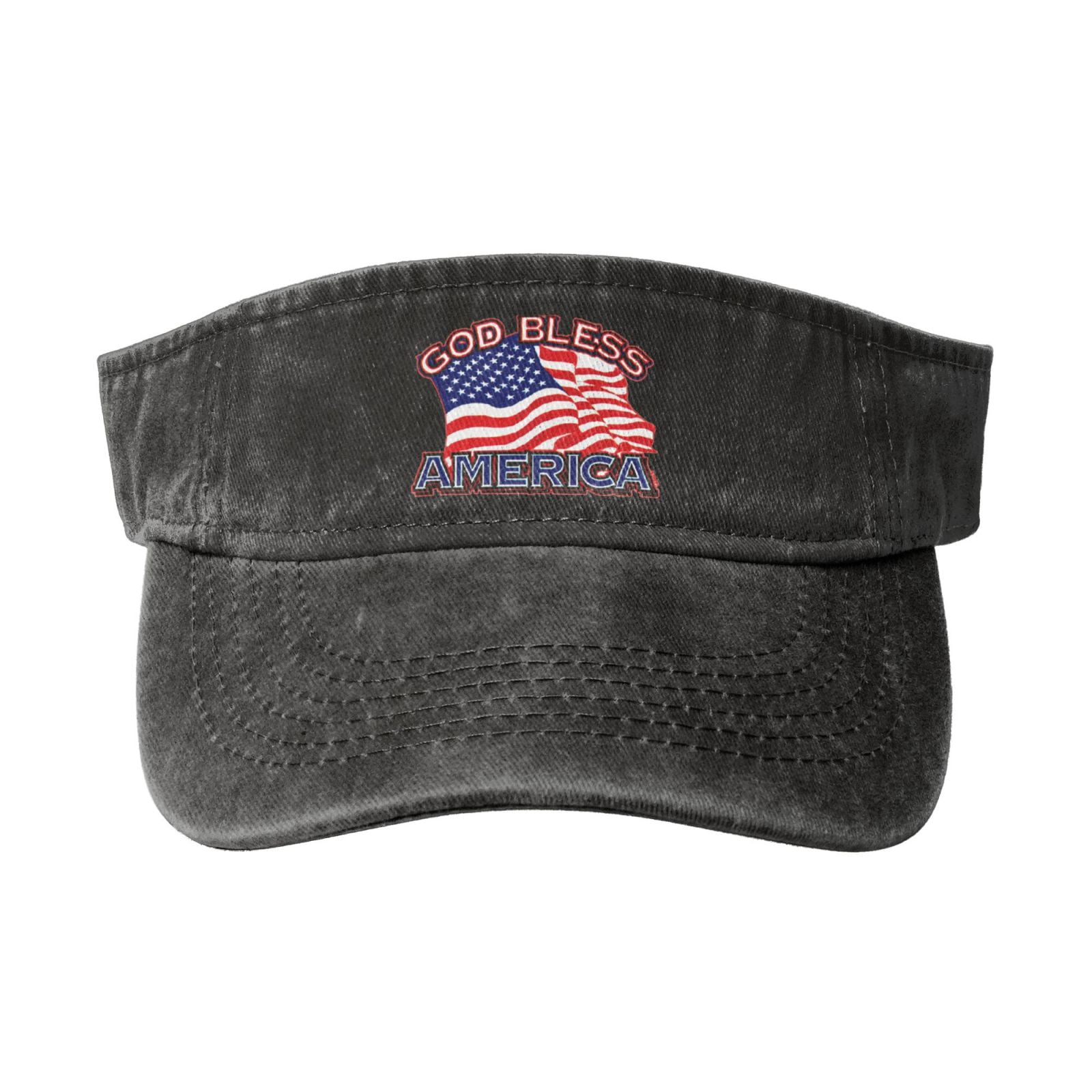 God Bless America Patriotic USA Sun Visor Hats for Women Men Adjustable ...