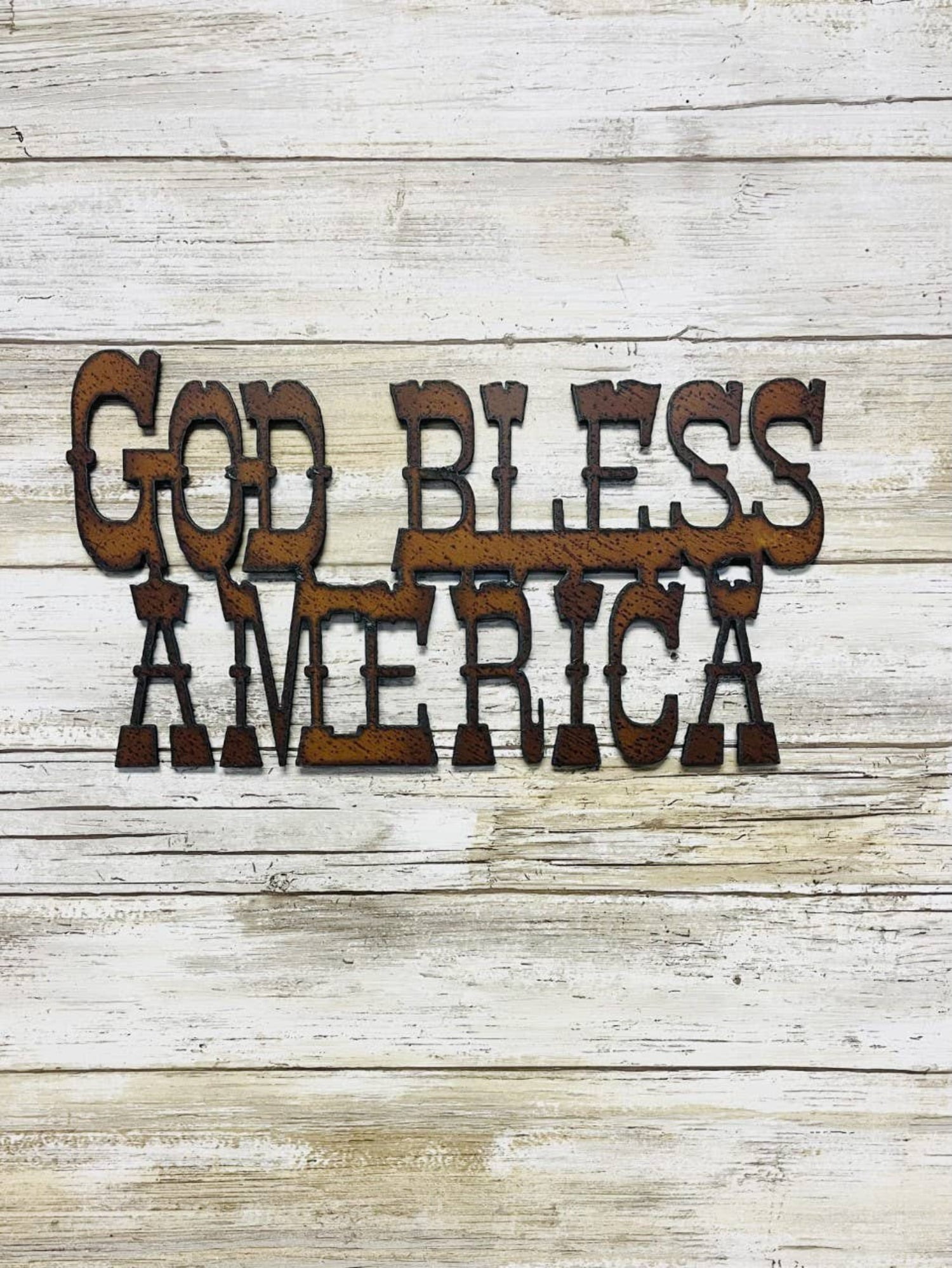 God Bless America Rustic Metal Wall Sign - Walmart.com
