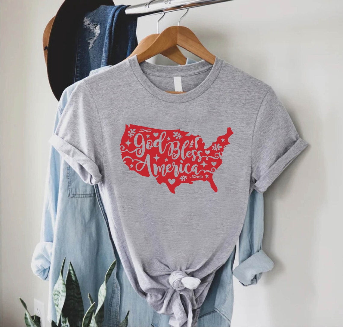 God Bless America Shirt, Groovy 4Th Of July Shirts, Patriotic Gift Tee, Usa Map Shirt, America ...