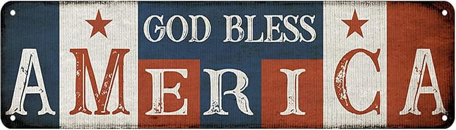 God Bless America Sign Vintage American Flag Metal Tin Sign Patriotic ...