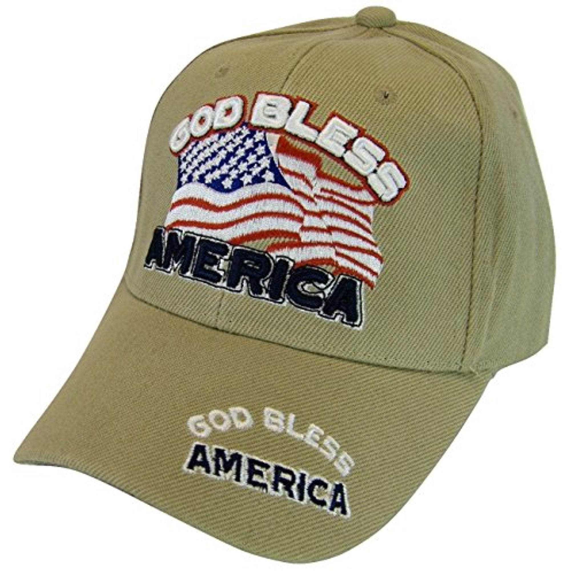 God Bless America USA Patriotic Men's Adjustable Baseball Cap (Khaki ...