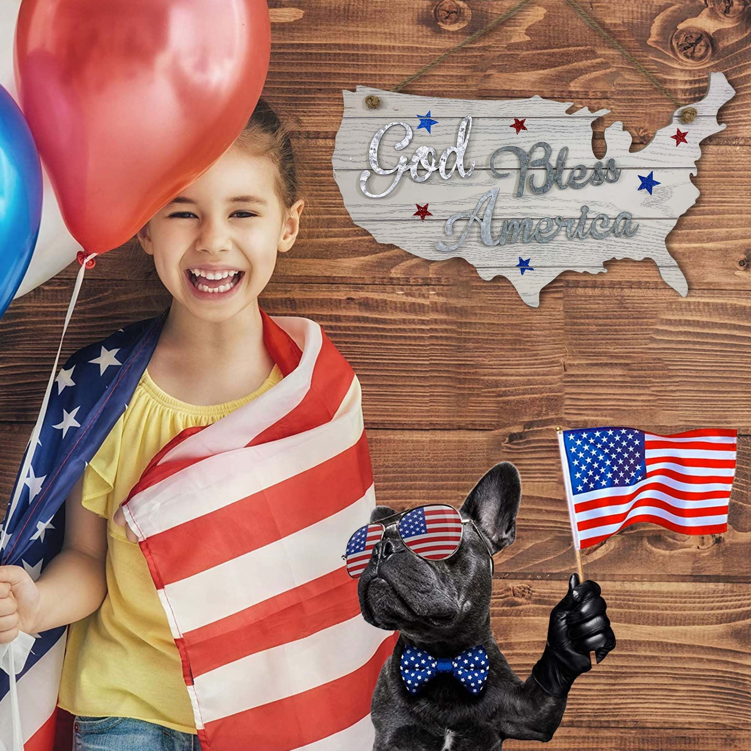 God Bless America Wall Sign Decor | 4th of July Rustic Home Decor ...