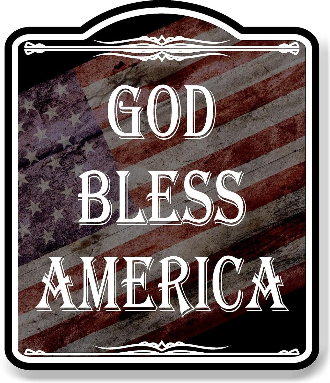 God Bless America With Flag BLACK Aluminum Composite Sign, 8.5"x10" - Walmart.com