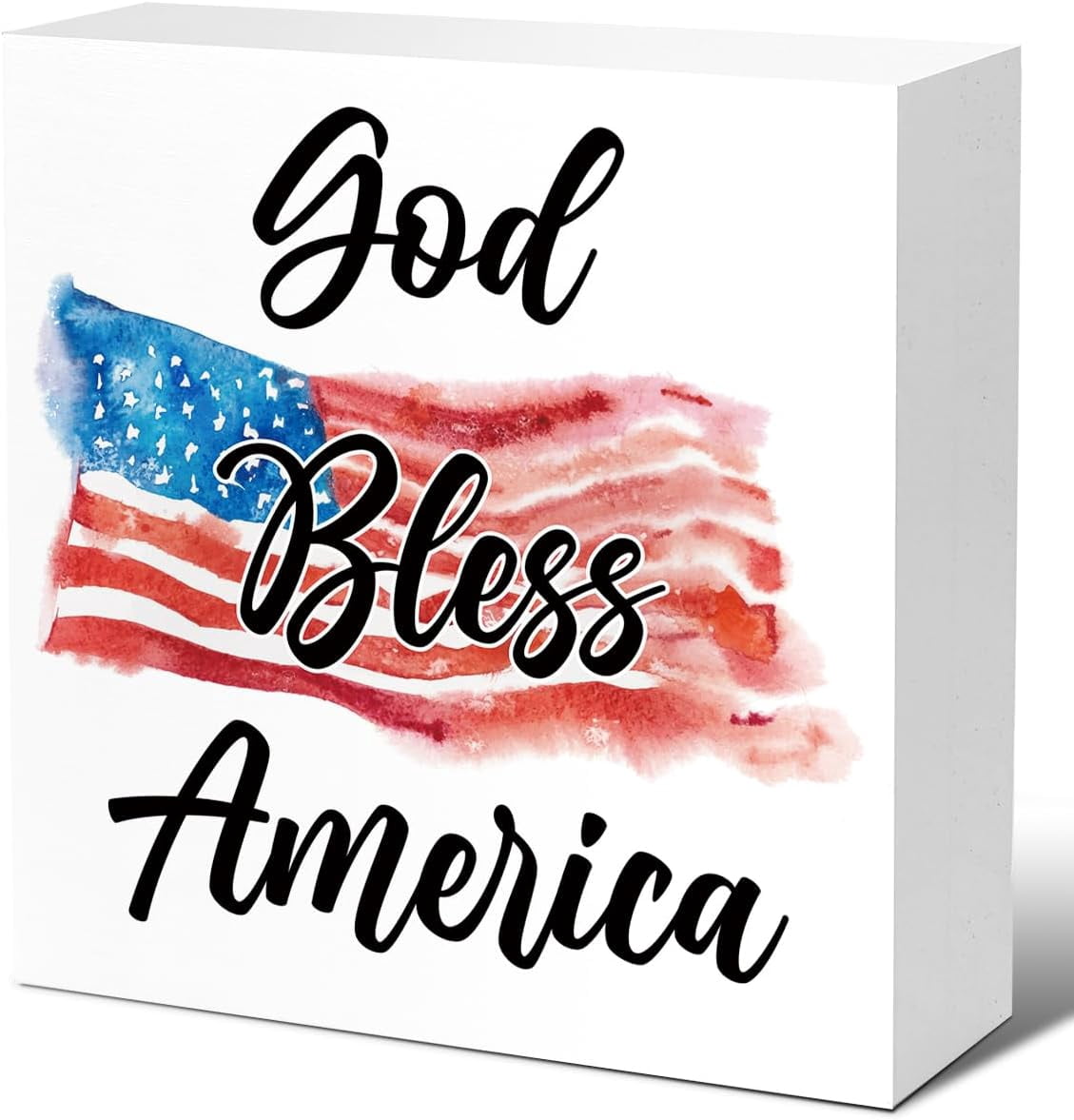 God Bless America Wooden Sign Desk Decor,Independence Day Wooden Plaque ...