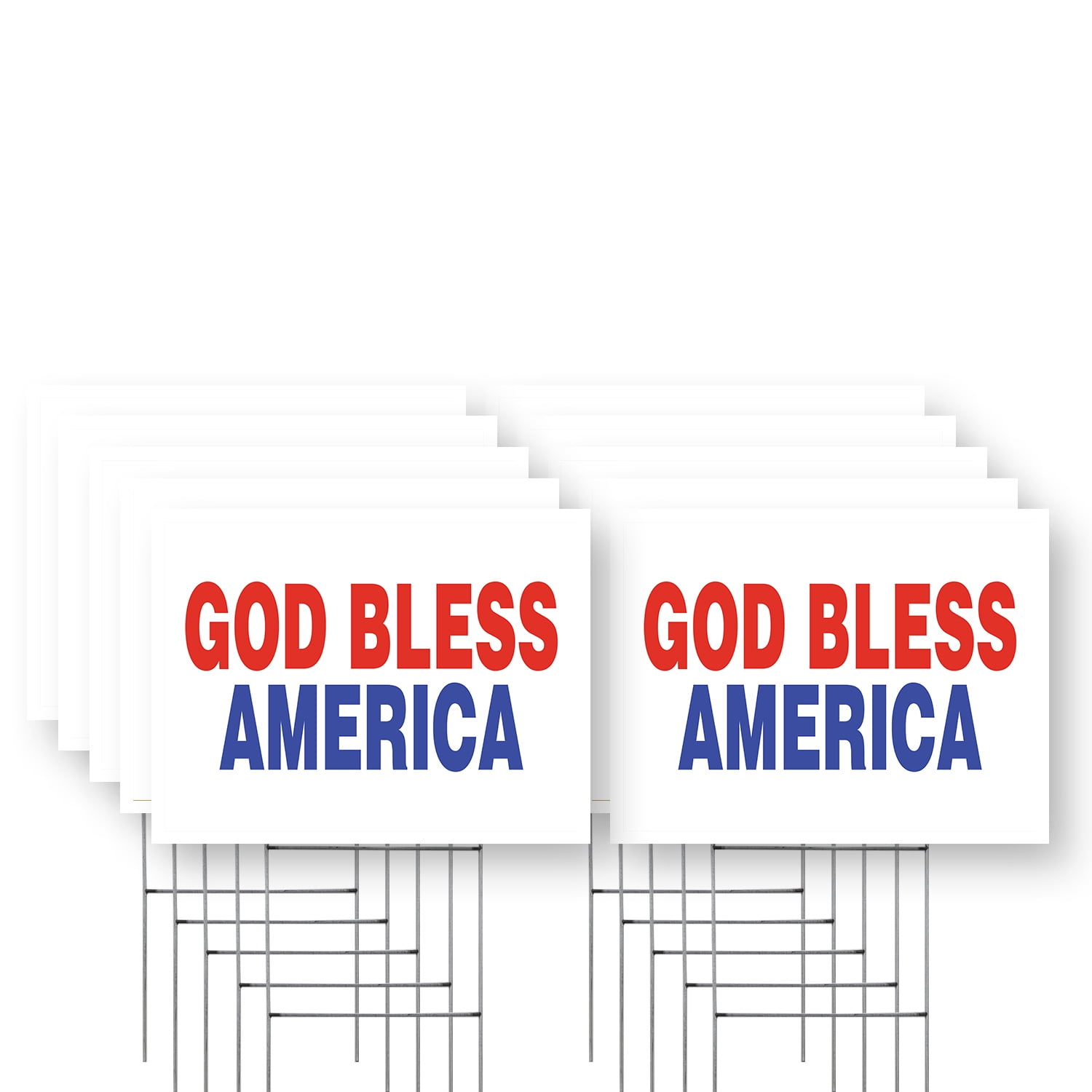 God Bless America Yard Sign 10 Pack of 18 Inch x 24 Inch Single Sided ...
