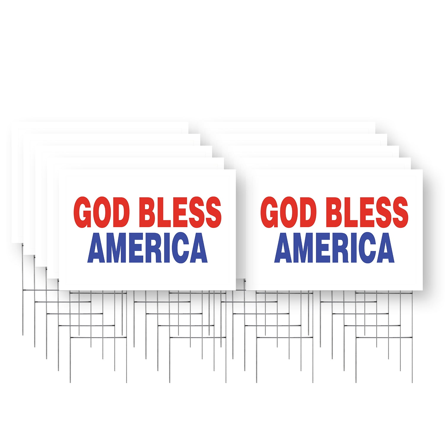 God Bless America Yard Sign 10 Pack of 24 Inch x 36 Inch Single Sided ...