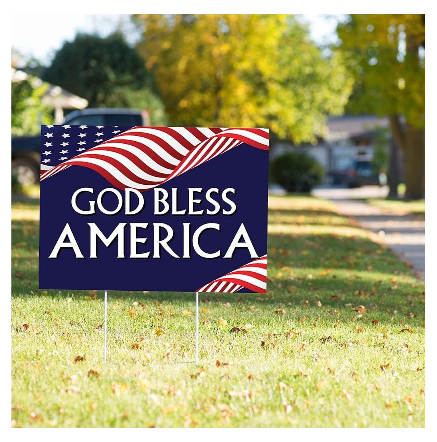 God Bless America Yard Sign – 23in x 17in Corrugated Plastic, Weather ...