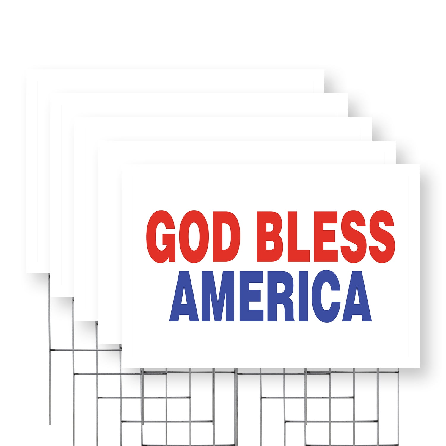 God Bless America Yard Sign 5 Pack of 24 Inch x 36 Inch Single Sided ...