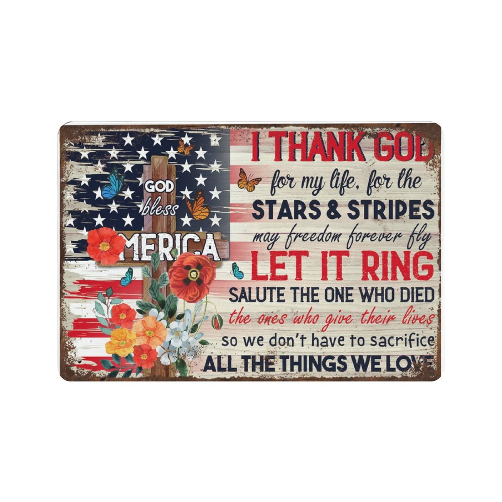 God Bless America tin sign, Faith USA Flag, Merica, America Pride ...