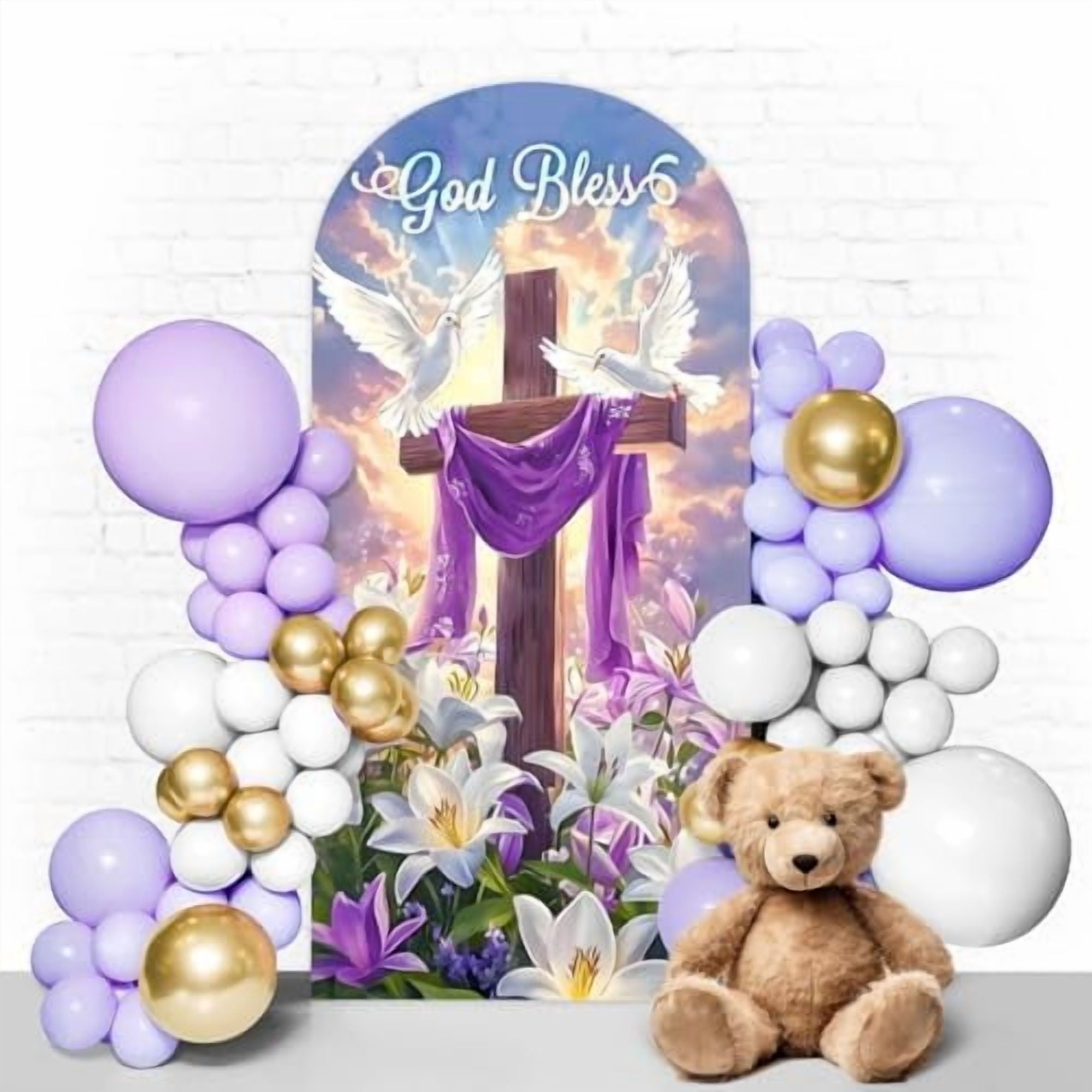 God Bless Arch Cover 7.2FT He is Risen Backdrop First Holy Communion ...