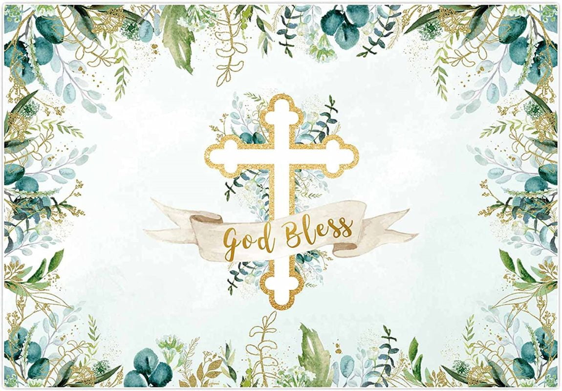 God Bless Backdrop Baptism Christening First Holy Communion Baby Shower ...