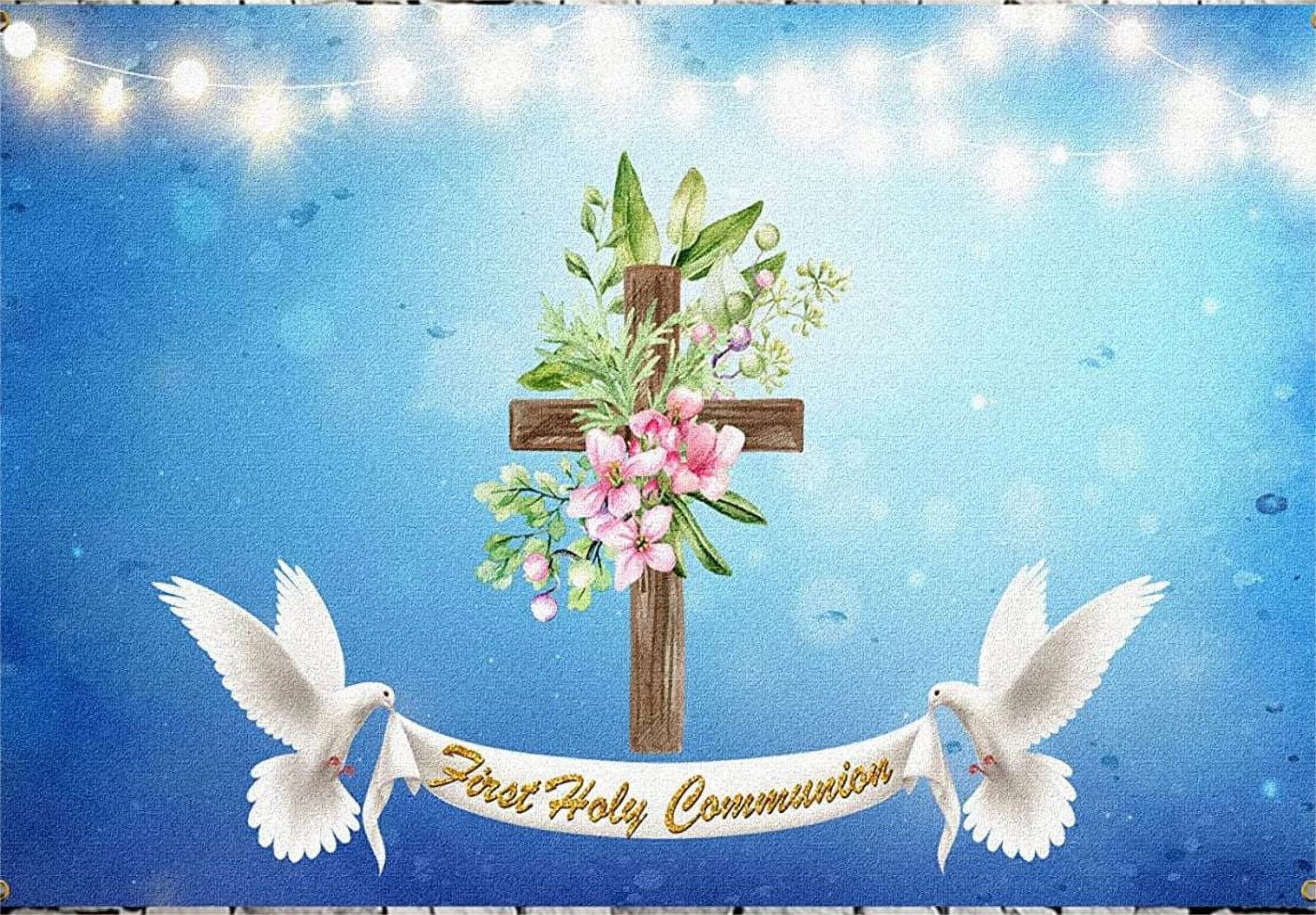 God Bless Backdrop Baptism Christening First Holy Communion Baby Shower ...