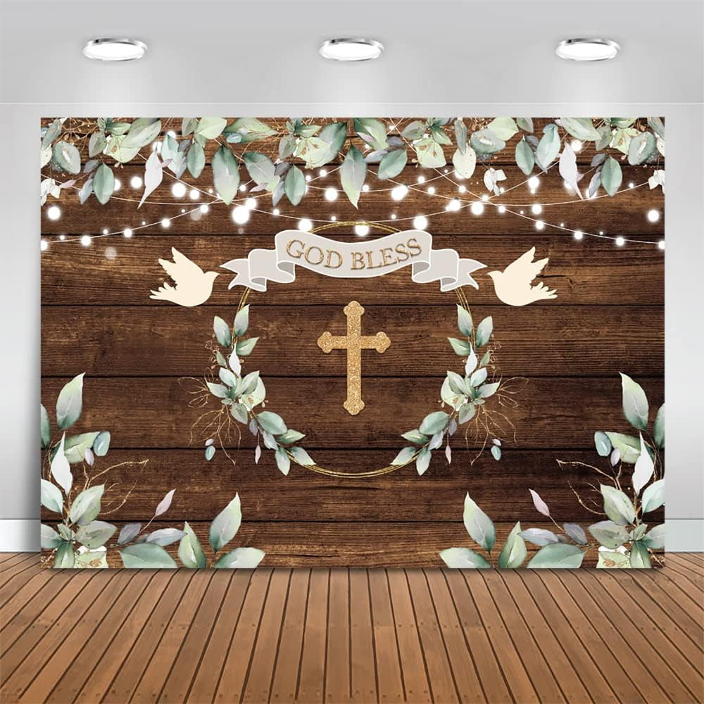 God Bless Backdrop Baptism Decorations First Holy Communion Party ...