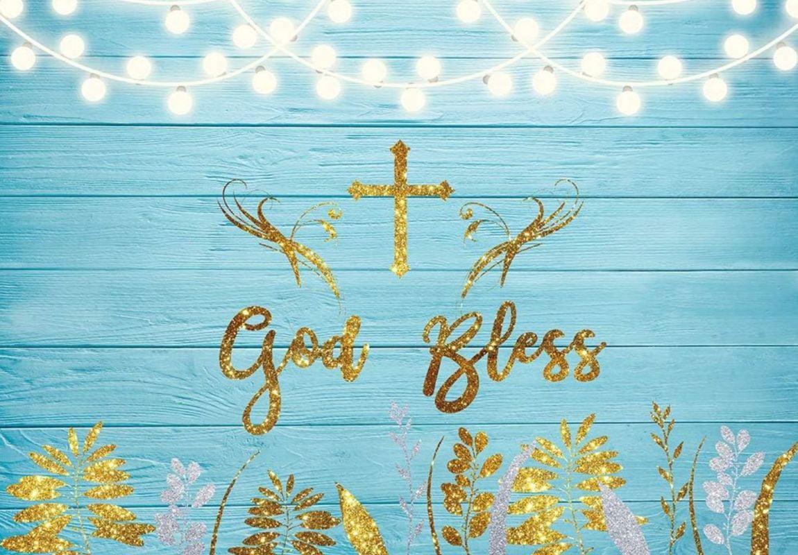 God Bless Backdrop Baptism Party First Holy Communion Christening ...