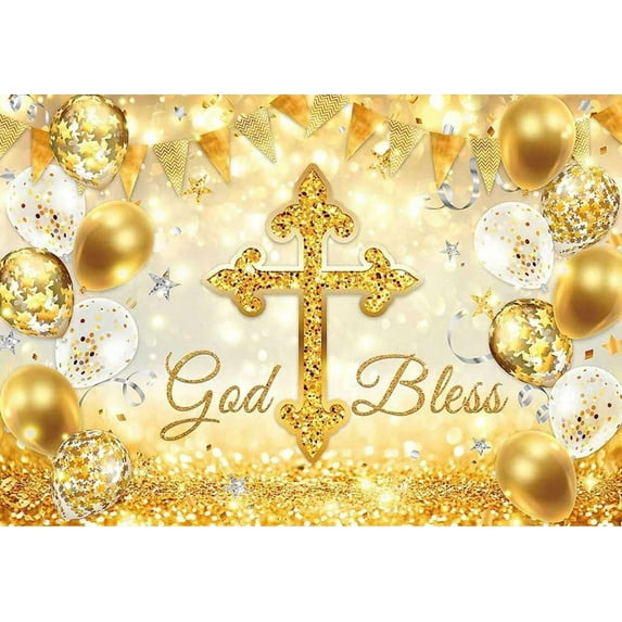 God Bless Backdrop Baptism Party First Holy Communion Christening ...