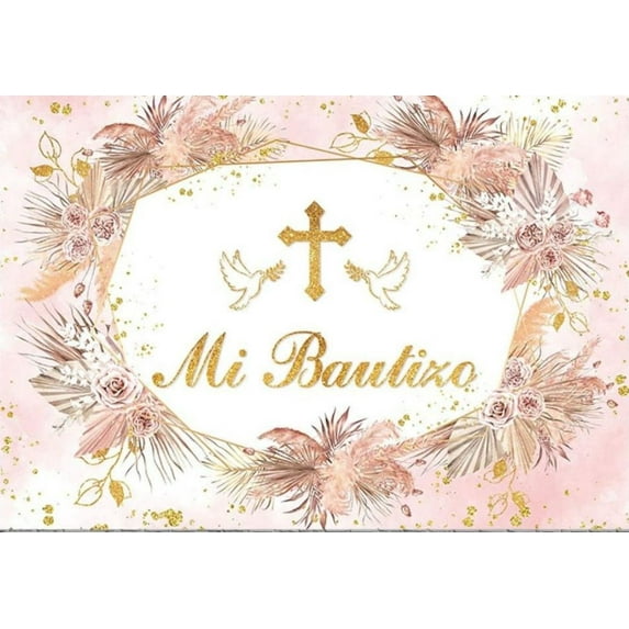 God Bless Backdrop Blue Silver Baptism Party First Holy Communion ...