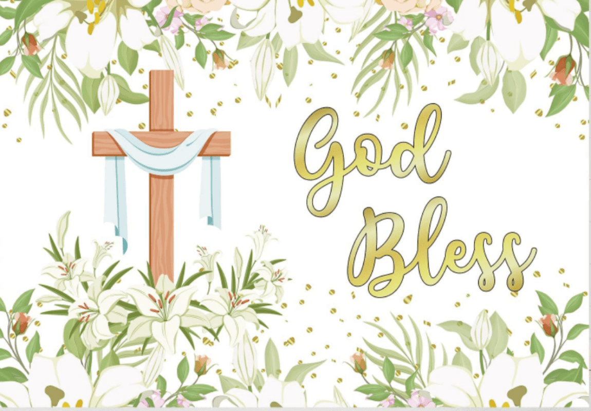 God Bless Backdrop Boy Holy Communion Baptism Christening Party ration ...