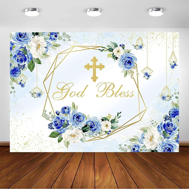 God Bless Backdrop for Boys Girls Baptism Party First Holy Communion ...