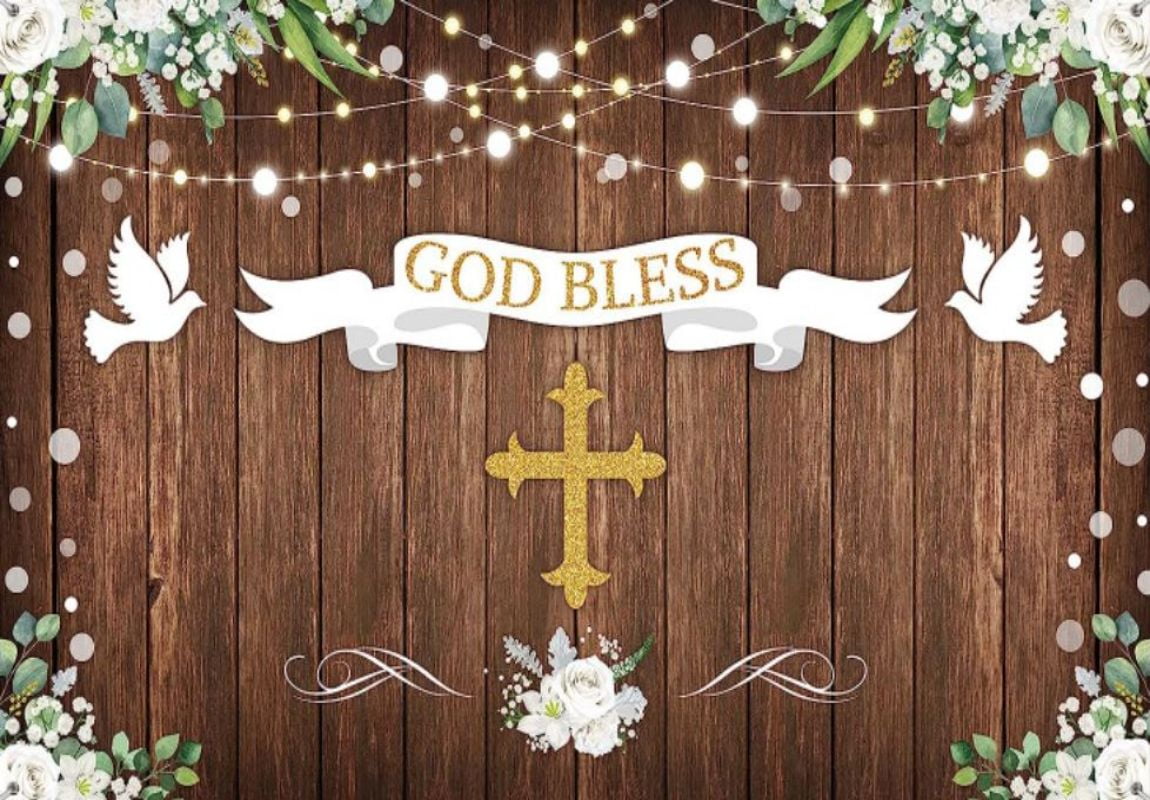 God Bless Backdrop First Communion Baptism Christening Baby Shower ...