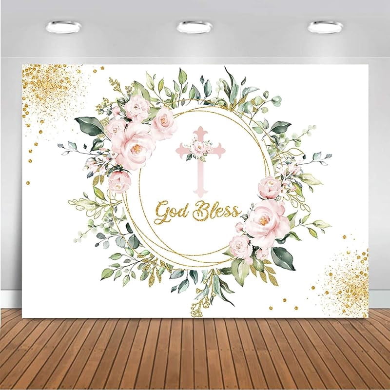 God Bless Backdrop First Communion Baptism Christening Party ...