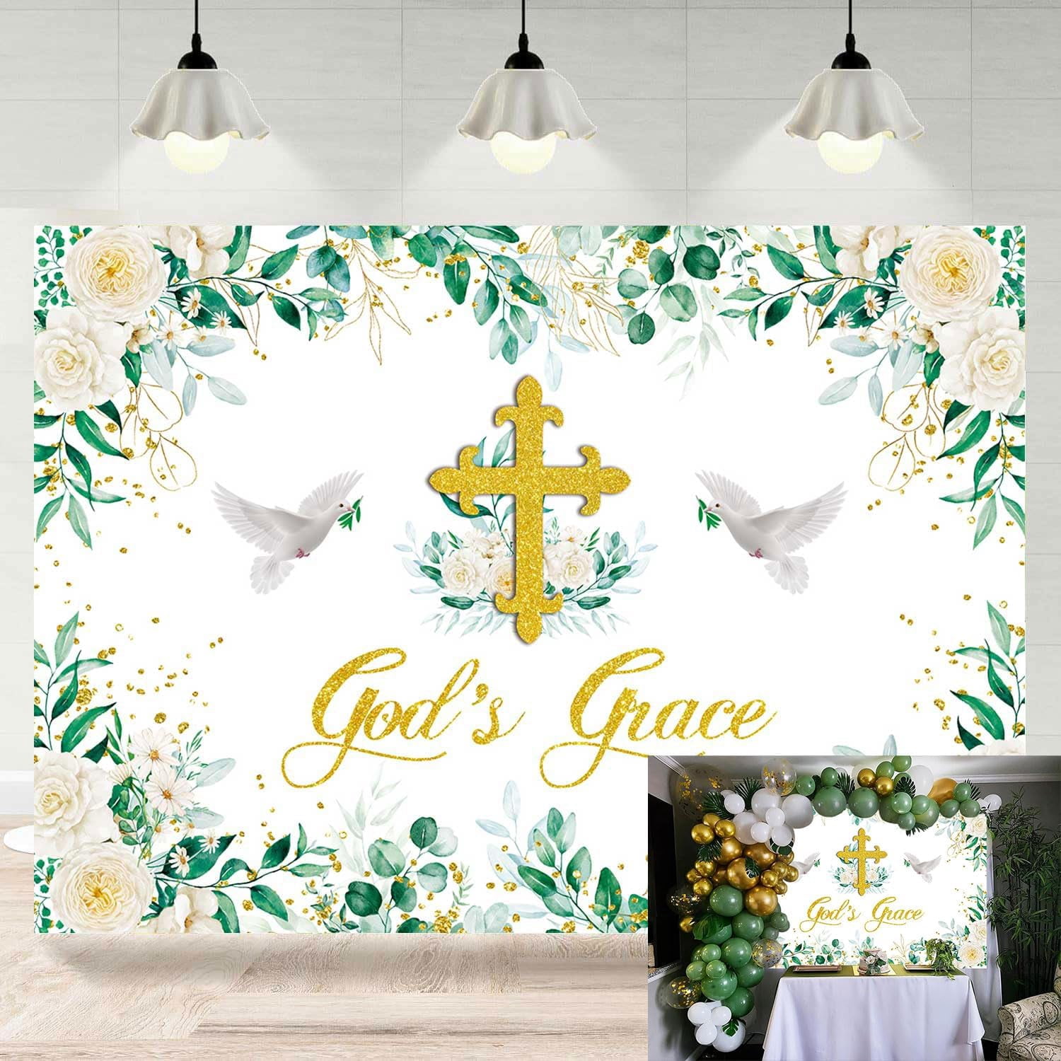 God Bless Backdrop First Holy Communion Baptism Photography Backdrop ...