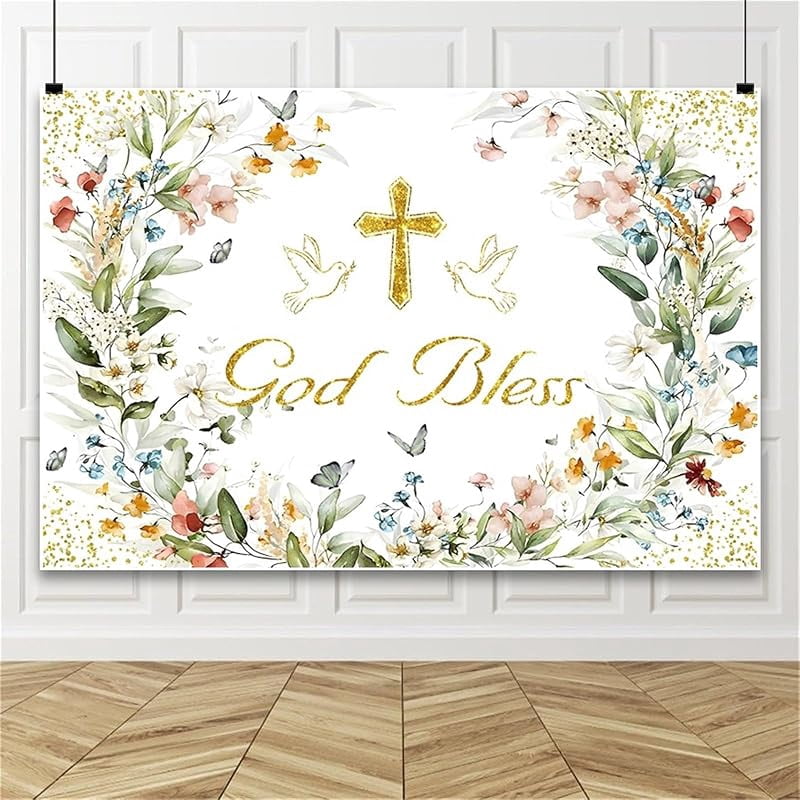 God Bless Backdrop Pastor Appreciation Photo Backdrop Gold Cross ...